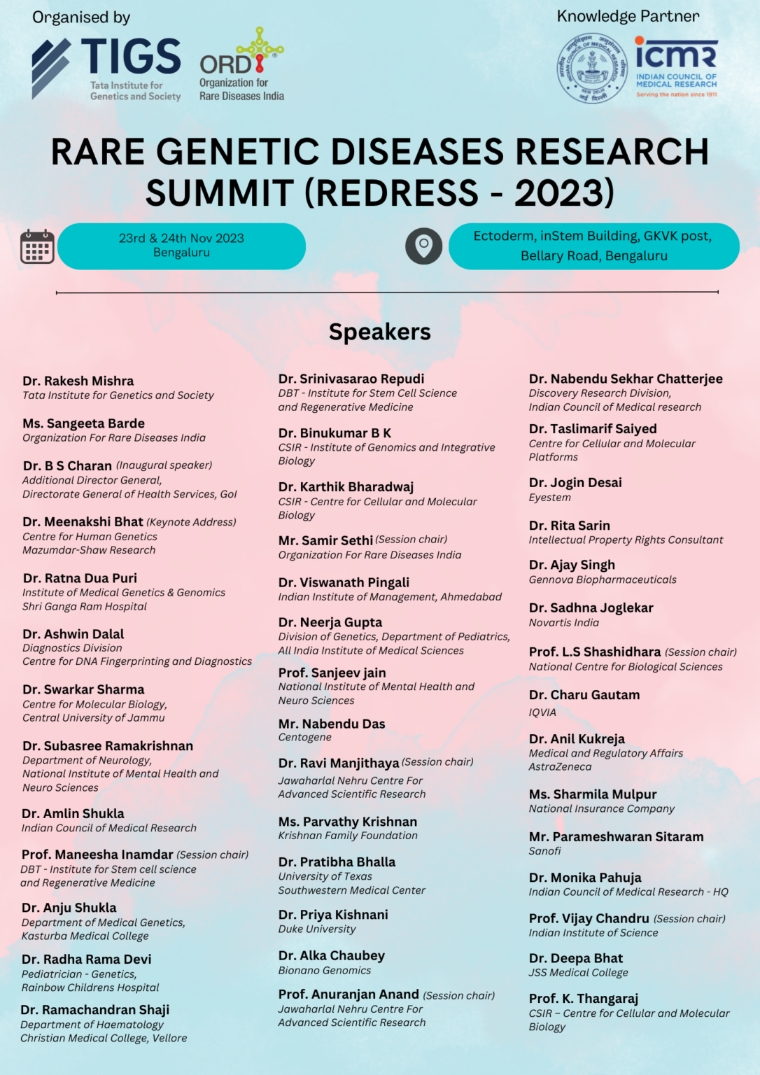 Rare Genetic Diseases Research Summit (REDRESS) – 2023 – TIGS