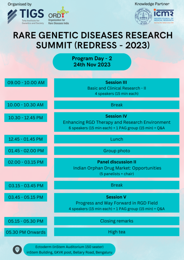 Rare Genetic Diseases Research Summit (REDRESS) – 2023 – TIGS