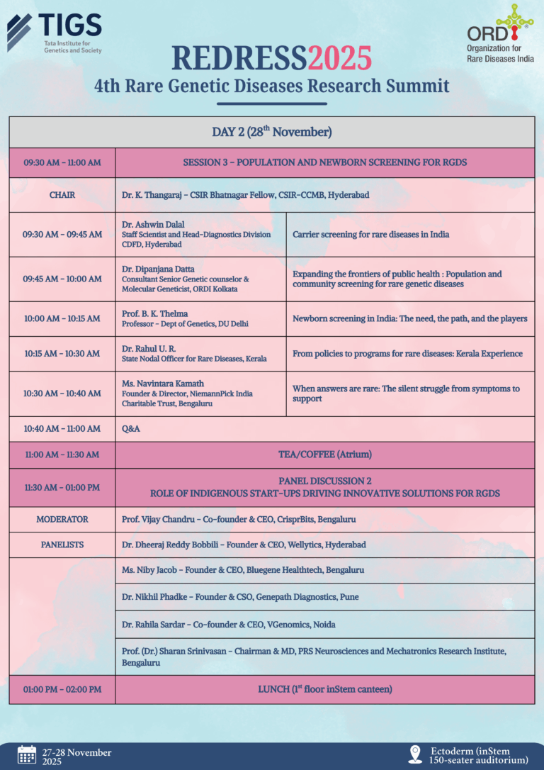 Rare Genetic Diseases Research Summit (REDRESS) – 2025 – TIGS